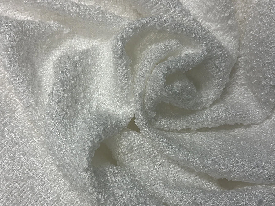 White Bouclé Tablecloth – Soft Textured Luxury Linen – A One Press